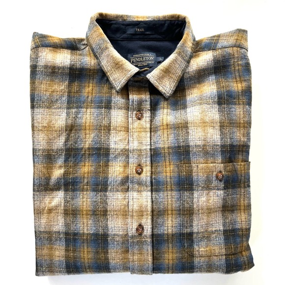 Pendleton | Shirts | Pendleton Plaid Elbow Patch Wool Button Front Mens ...